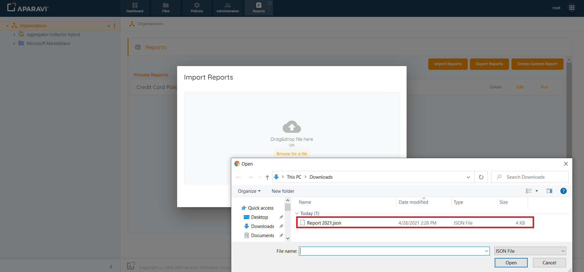 Importing Custom Reports – Aparavi Support