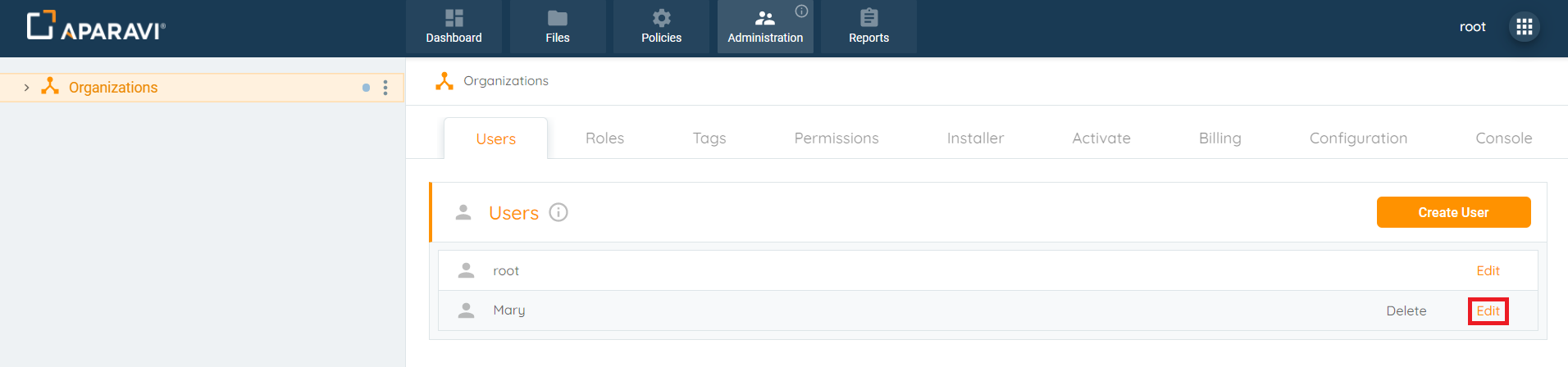 Administration Users – Aparavi Support