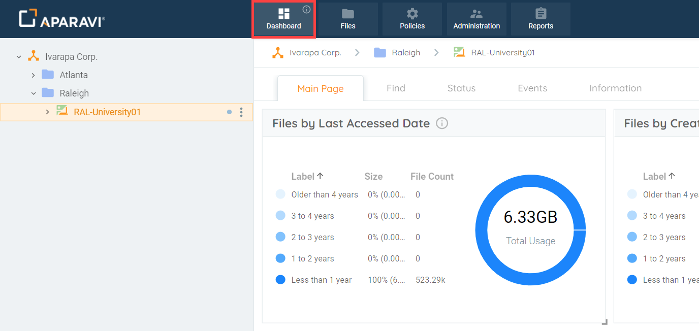Dashboard Find Subtab – Aparavi Support