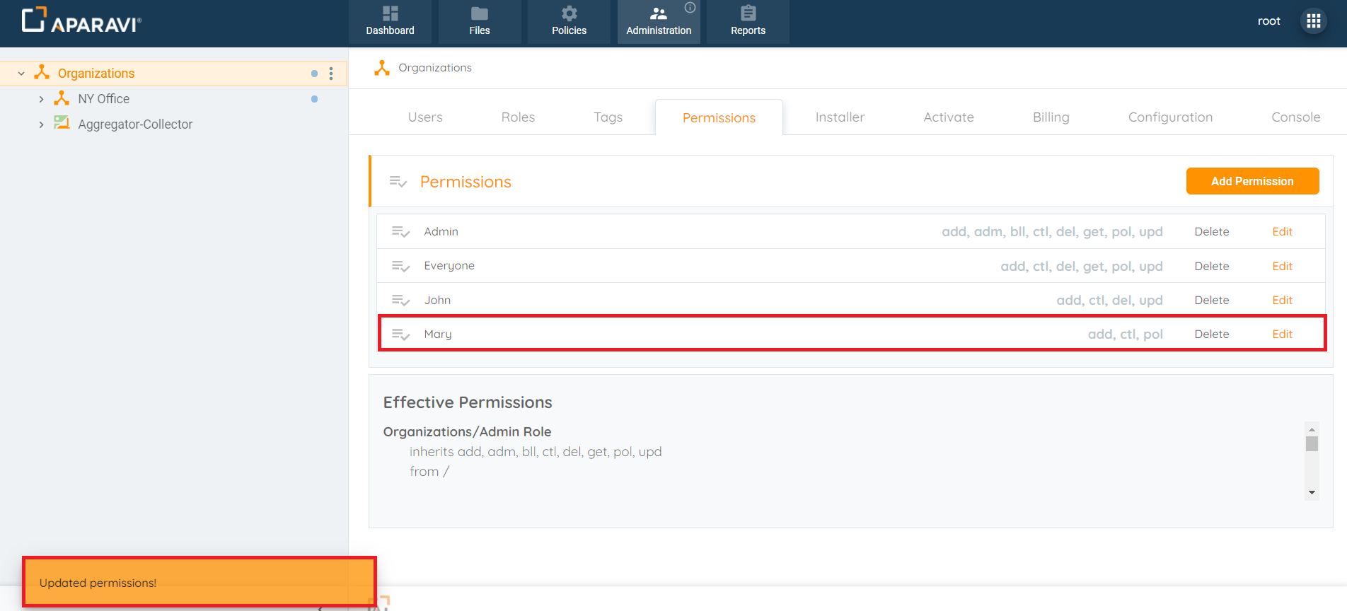 Administration Permissions – Aparavi Support