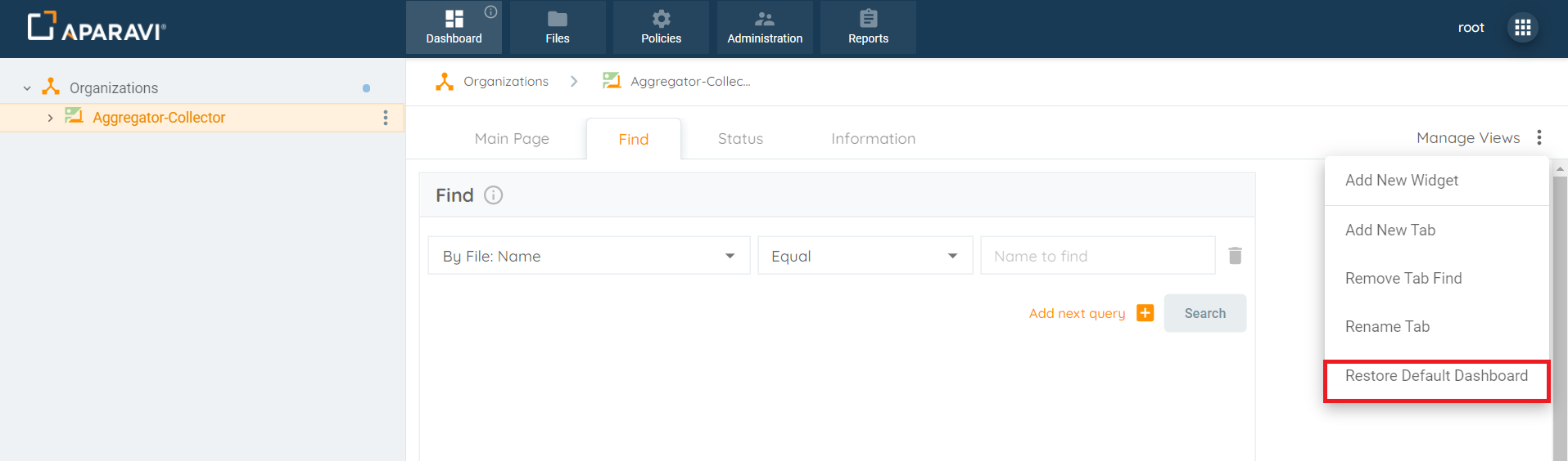 Dashboard events subtab – Aparavi Support