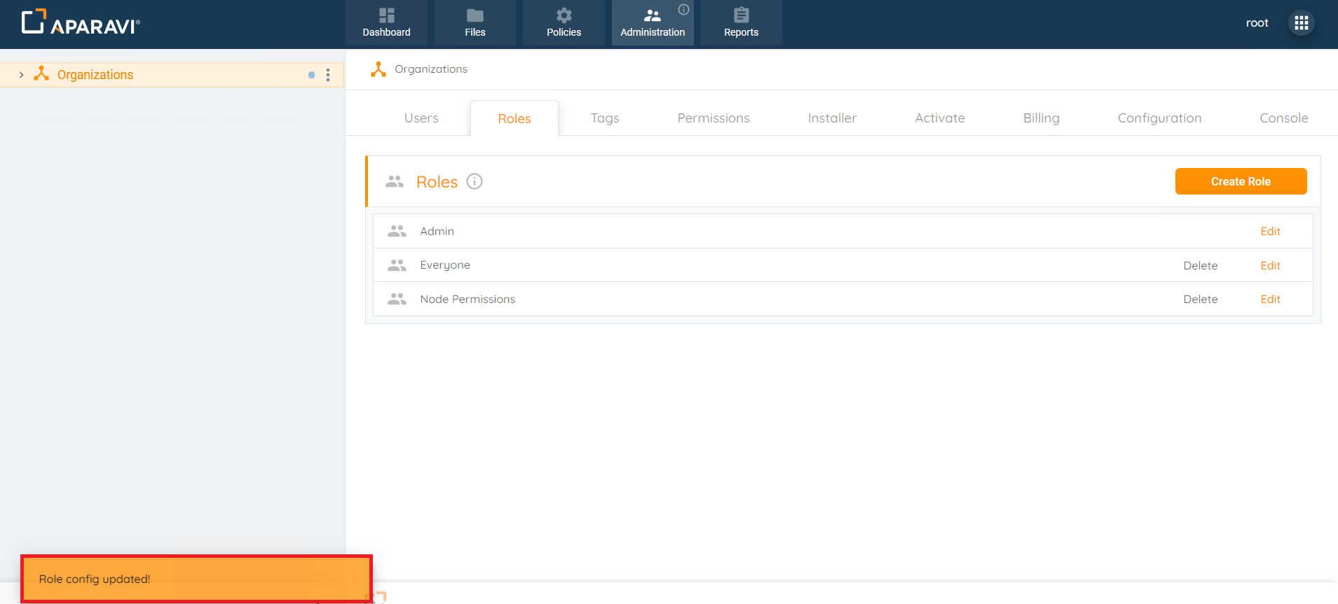 Administration roles – Aparavi Support
