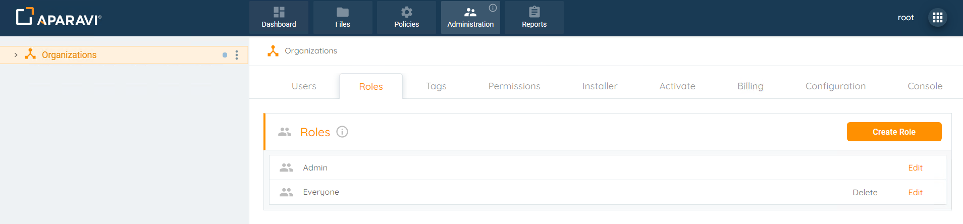 Administration Roles – Aparavi Support