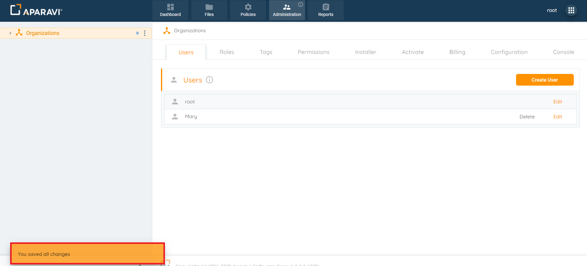 Administration Users – Aparavi Support