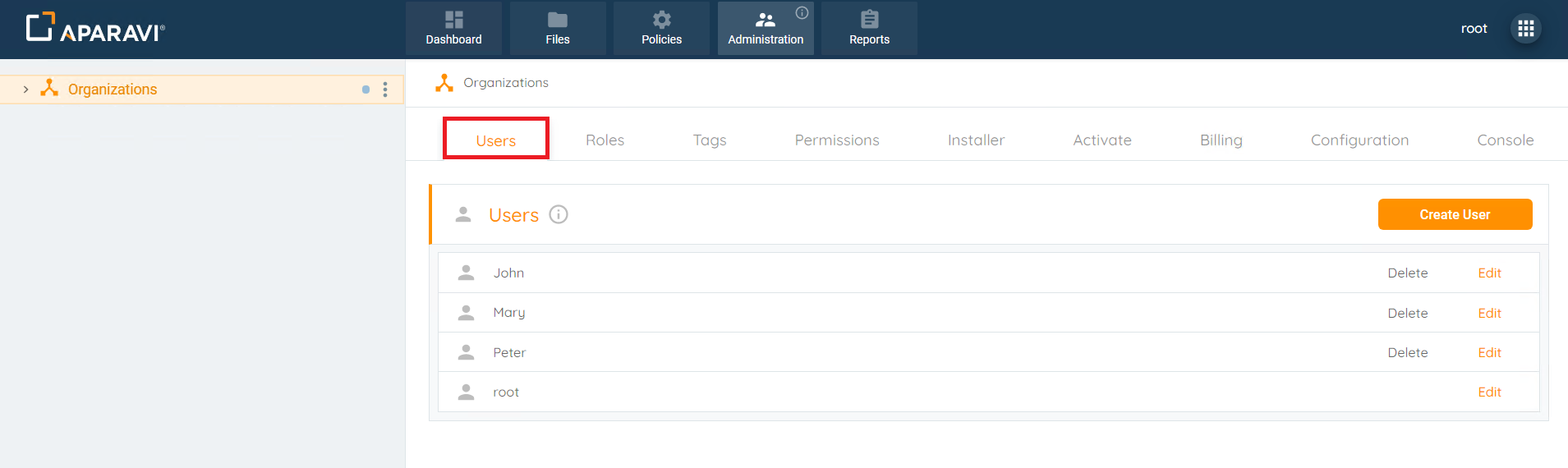 Administration Roles – Aparavi Support