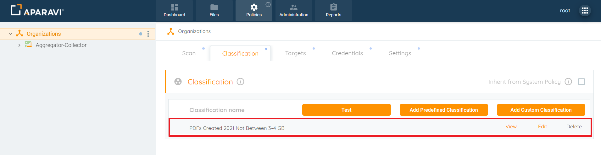 Custom classifications – Aparavi Support