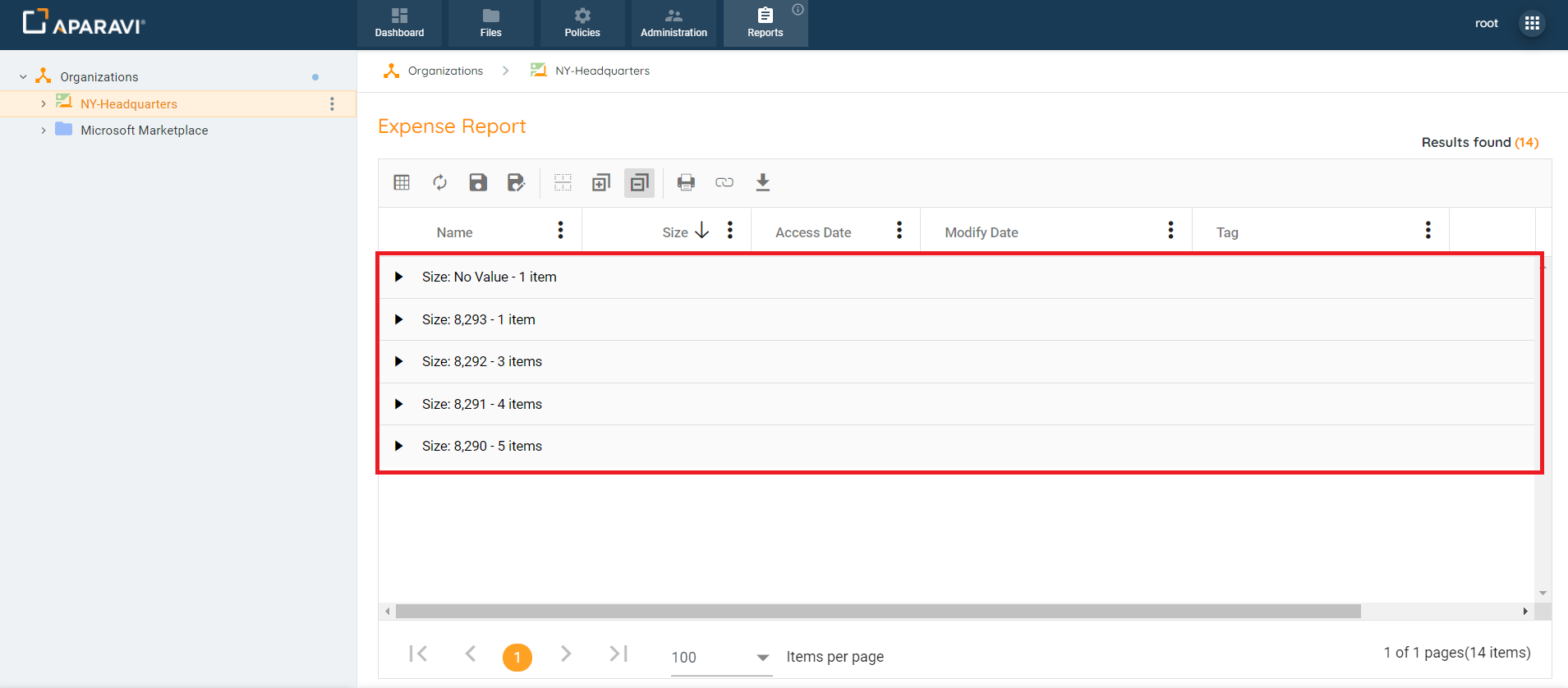 Report Query Toolbar Options – Aparavi Support