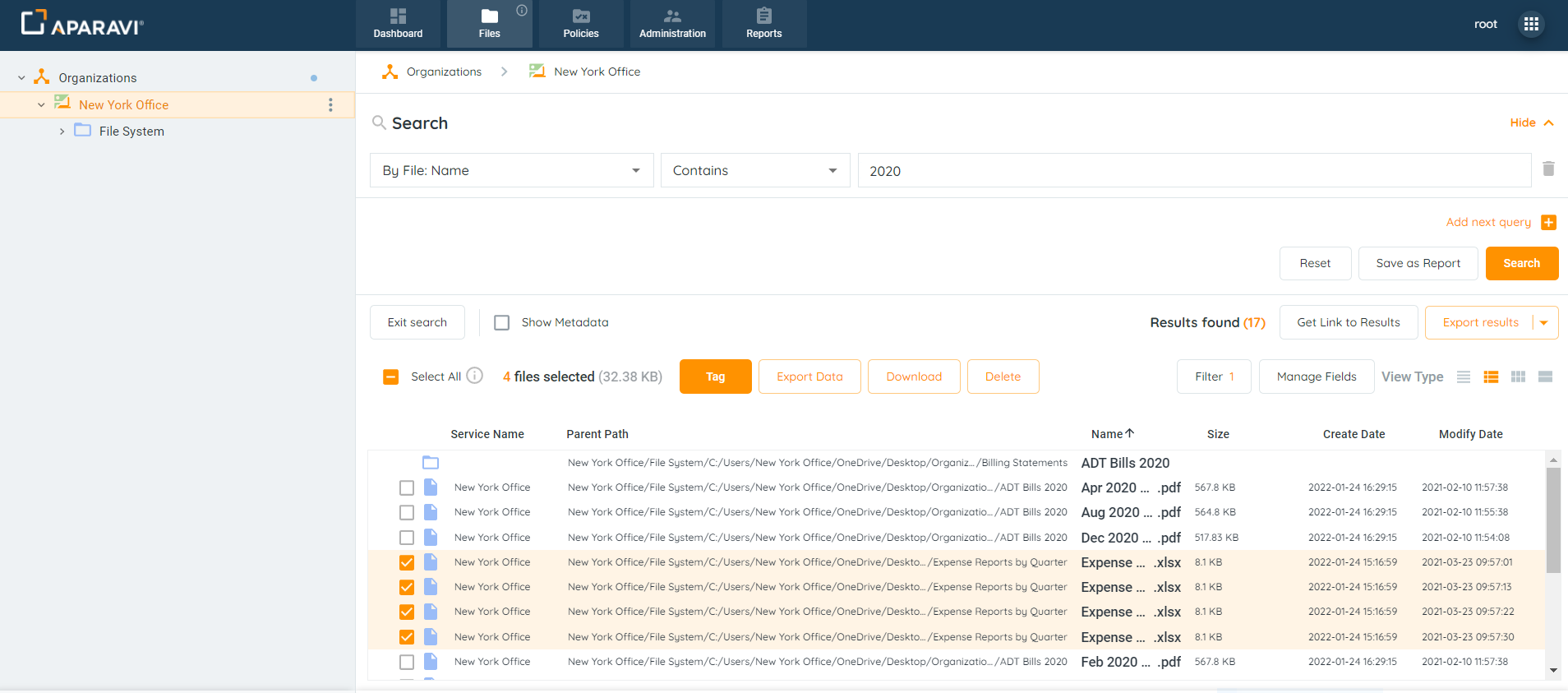 Manually Delete Files – Aparavi Support