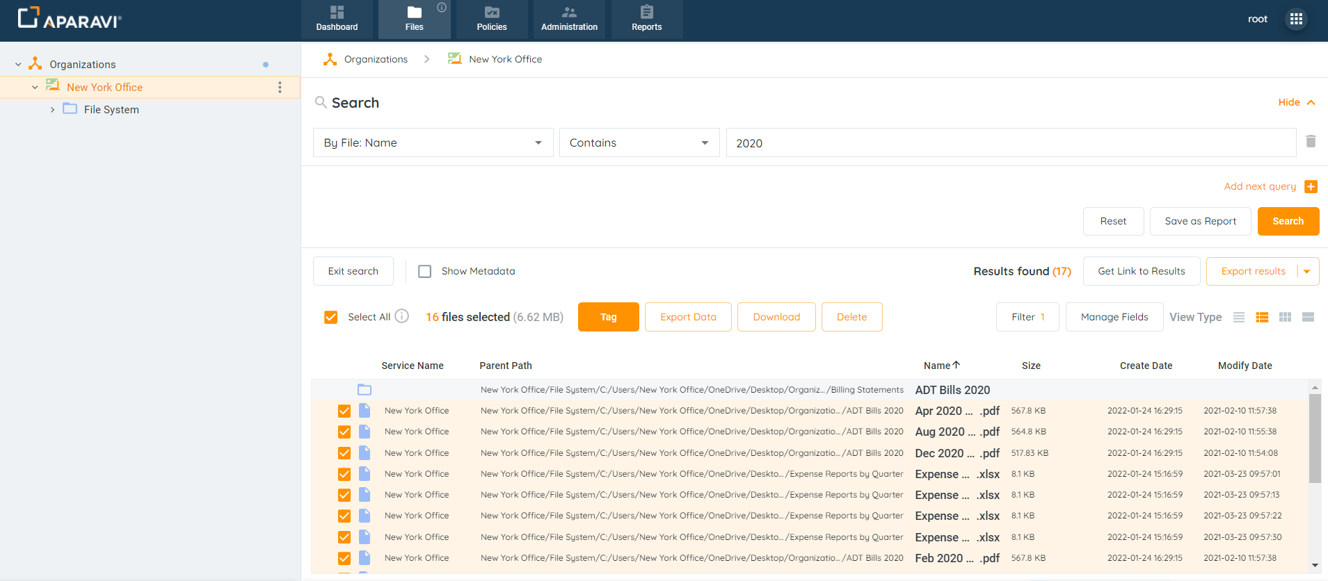 Manually Delete Files – Aparavi Support