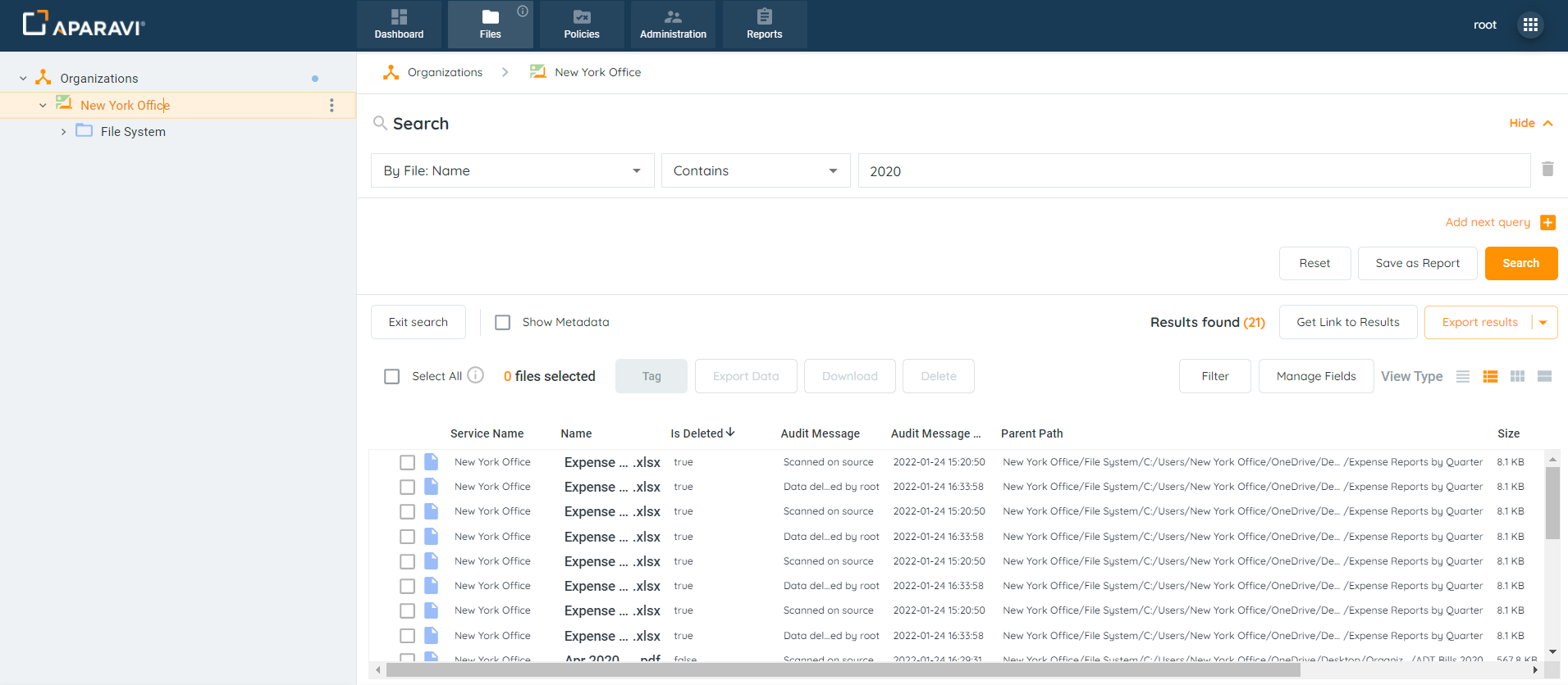 Manually Delete Files – Aparavi Support