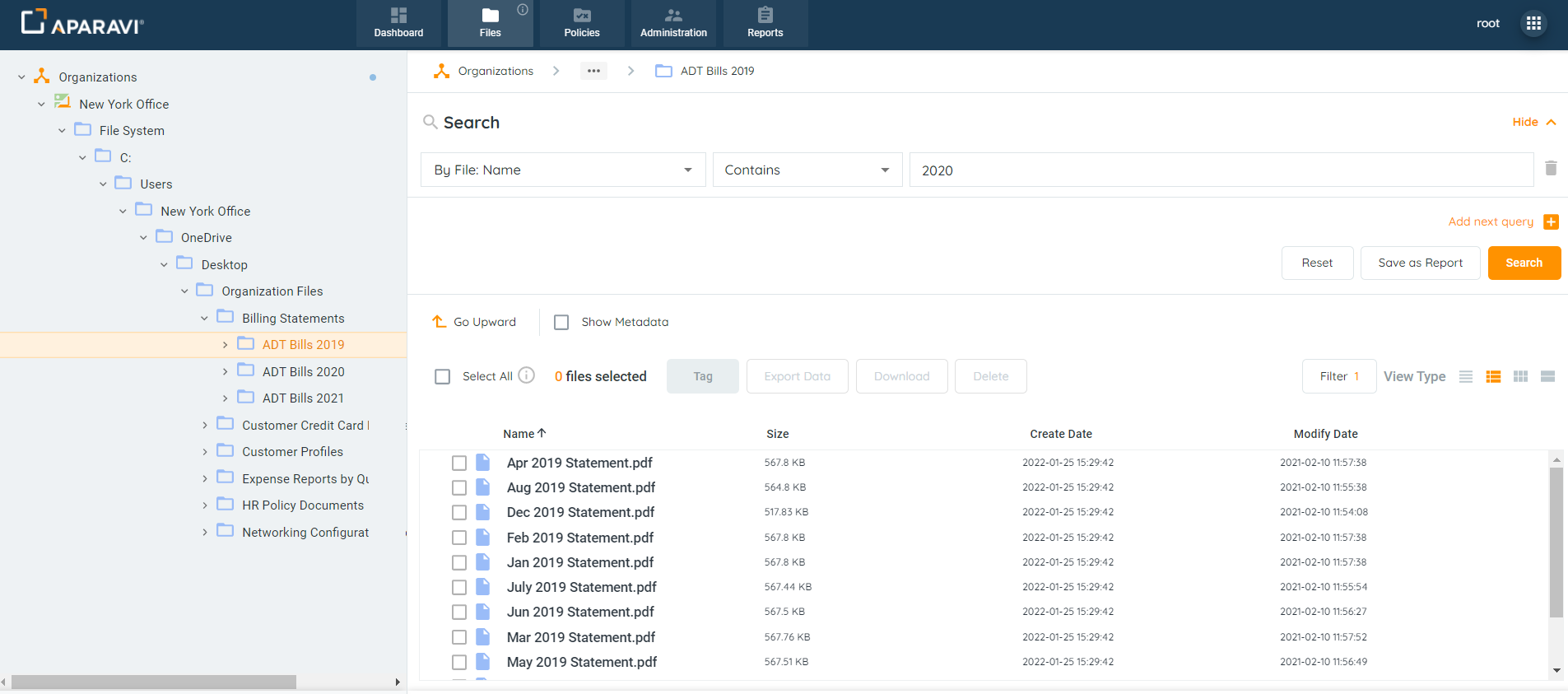 Manually Download Files by Select – Aparavi Support