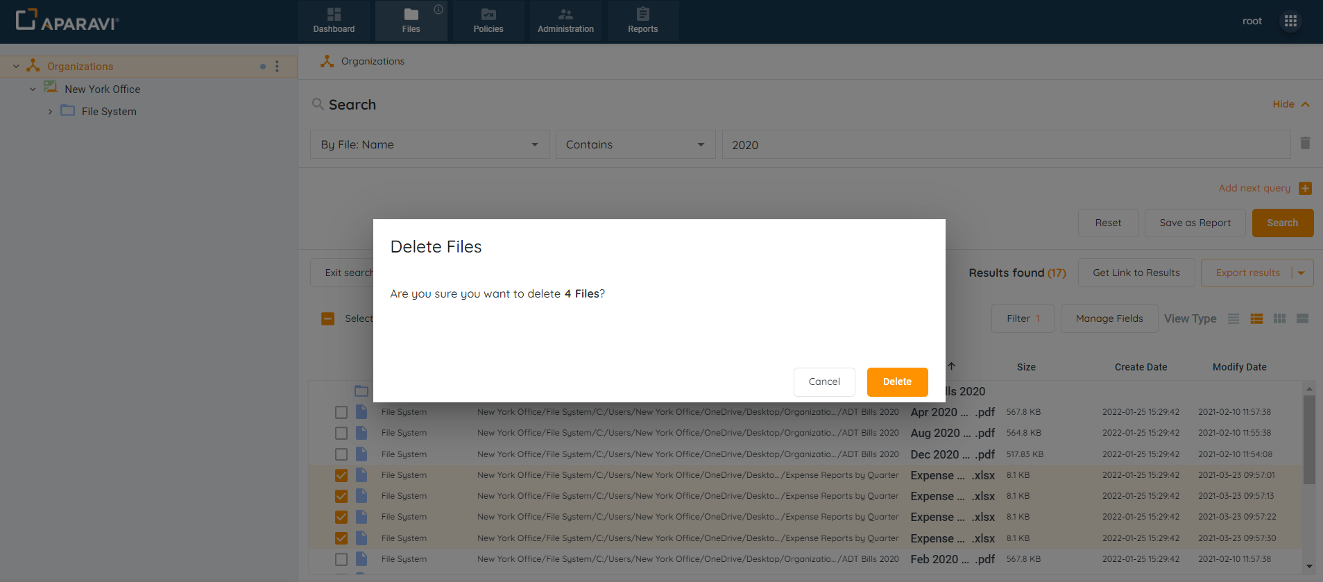 Manually Delete Files – Aparavi Support