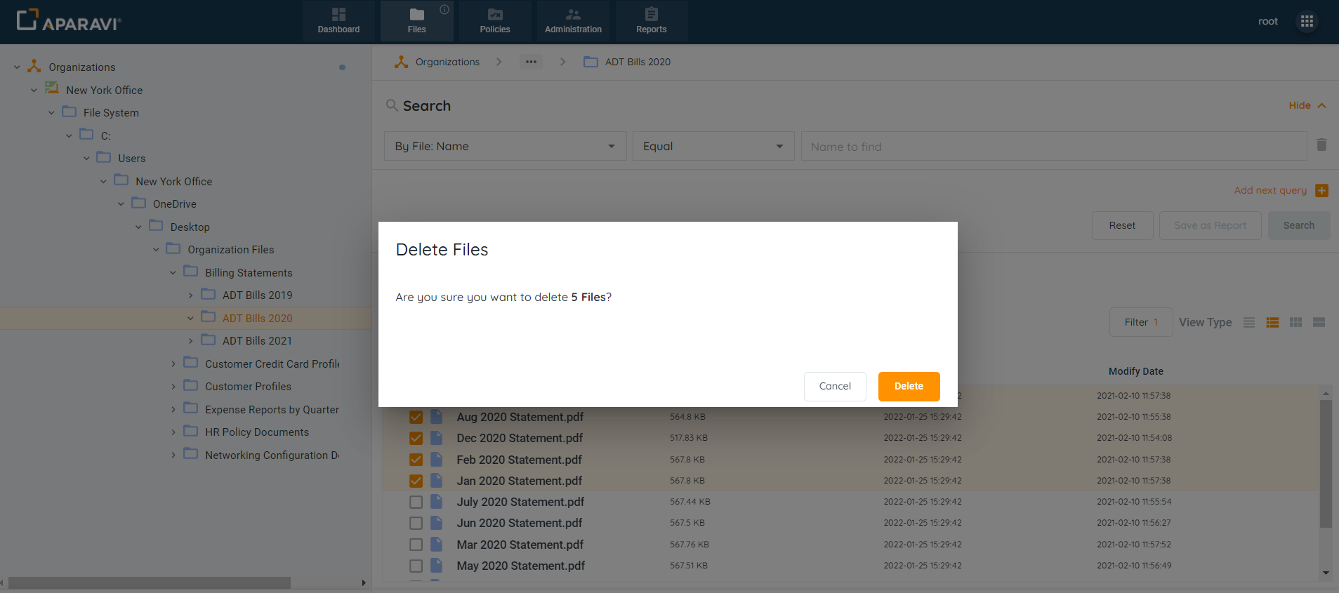 Manually Delete Files – Aparavi Support