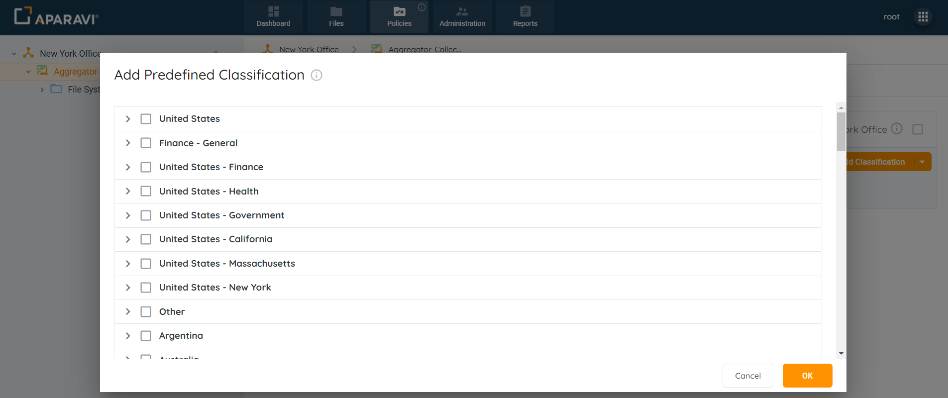 Predefined Classifications – Aparavi Support