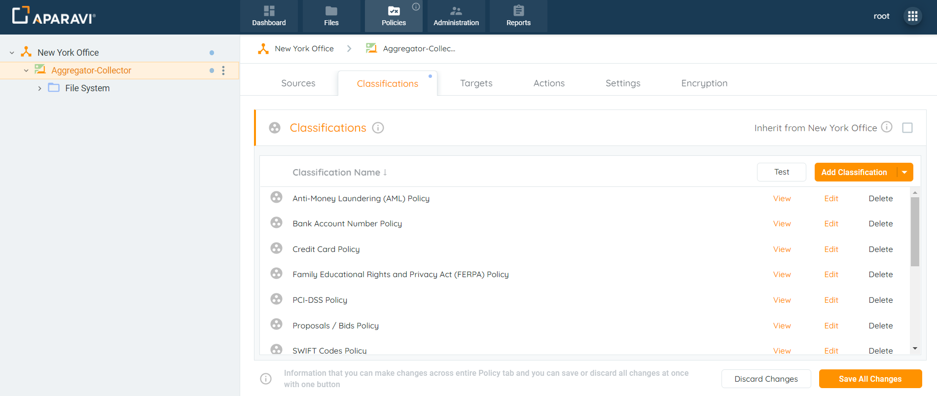 Predefined Classifications – Aparavi Support