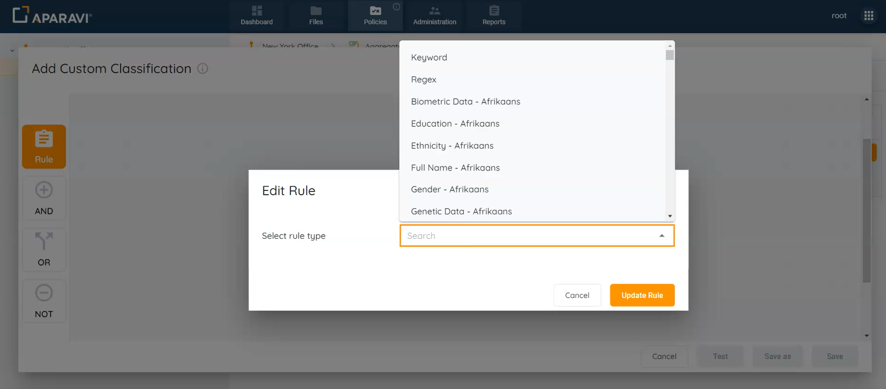 Custom Classifications – Aparavi Support